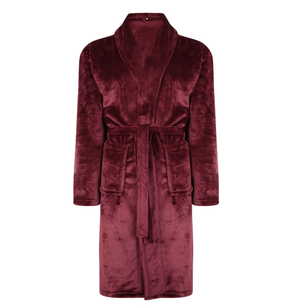 Bigdude Plain Fleece Dressing Gown Burgundy | BigDude